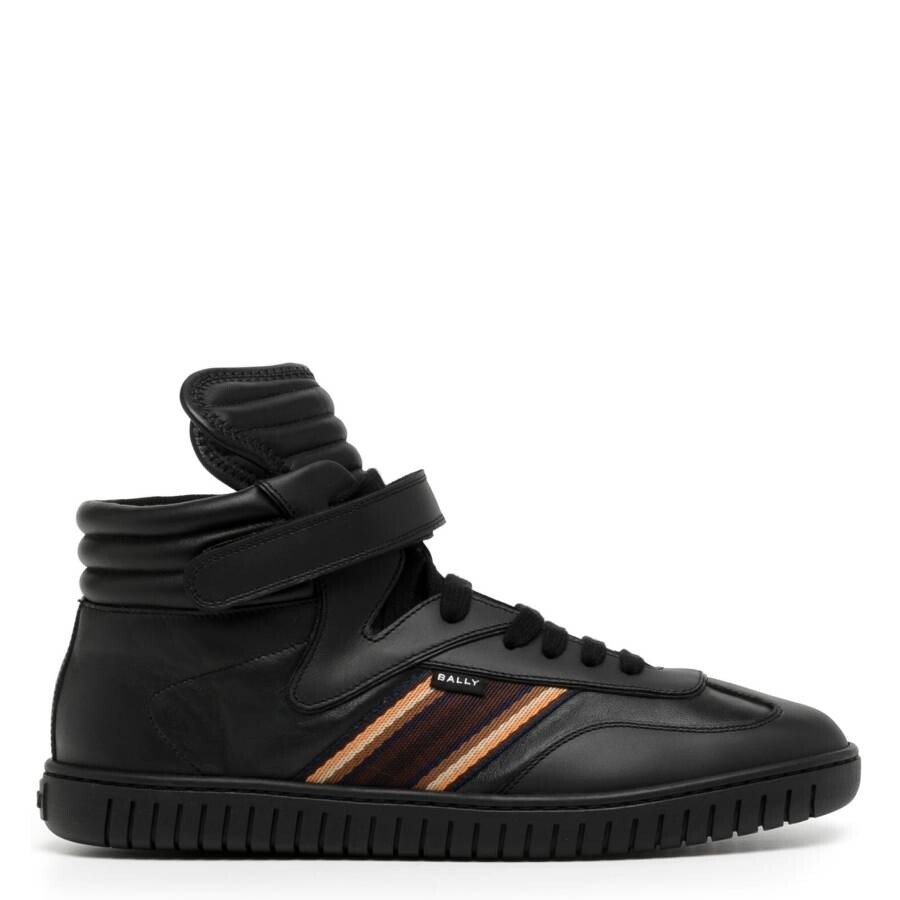 Bally Black Parrel-Midribbon Calf Plain High-Top Sneakers, Brand Size ...