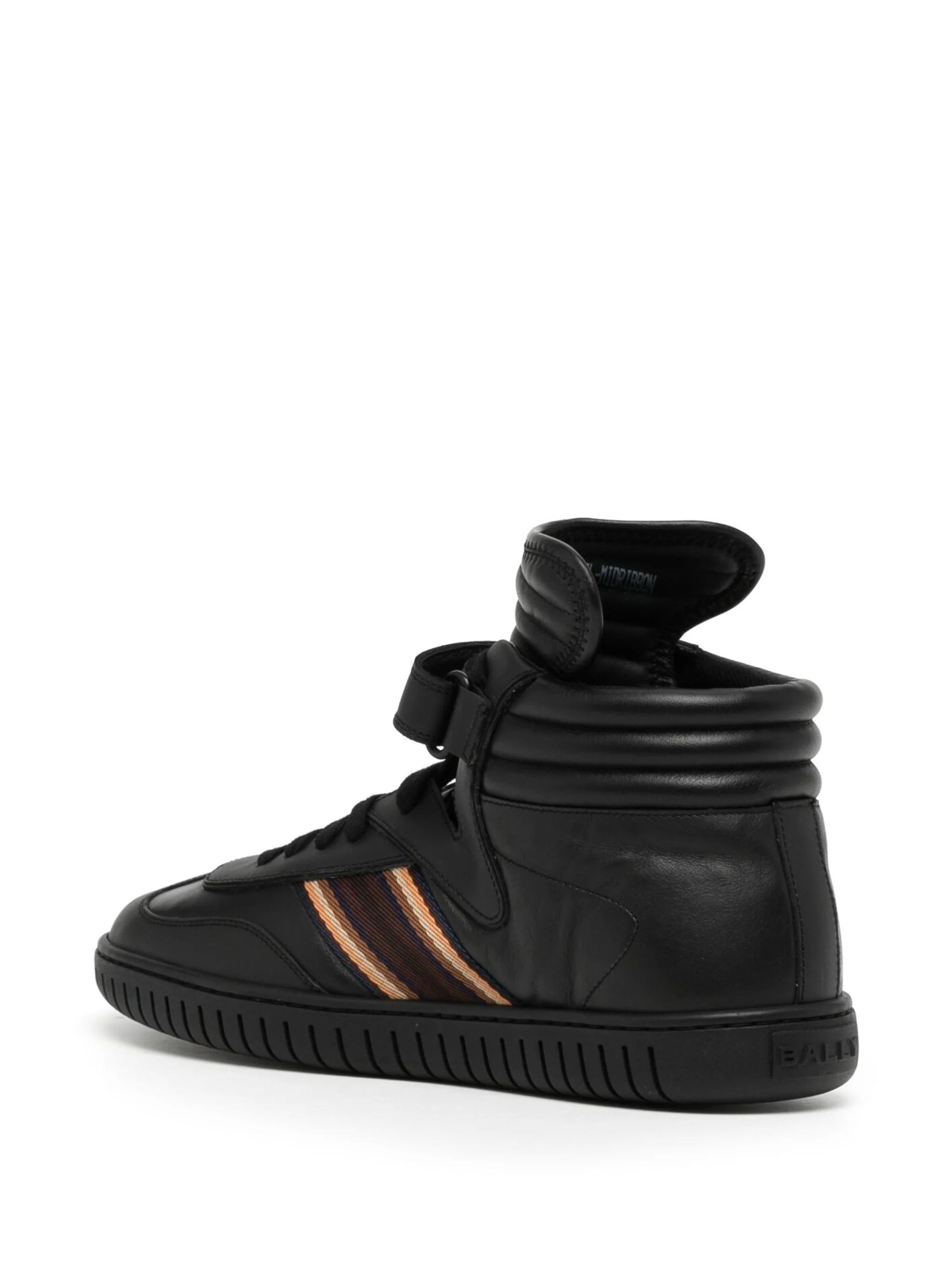 Bally Black Parrel-Midribbon Calf Plain High-Top Sneakers, Brand Size ...