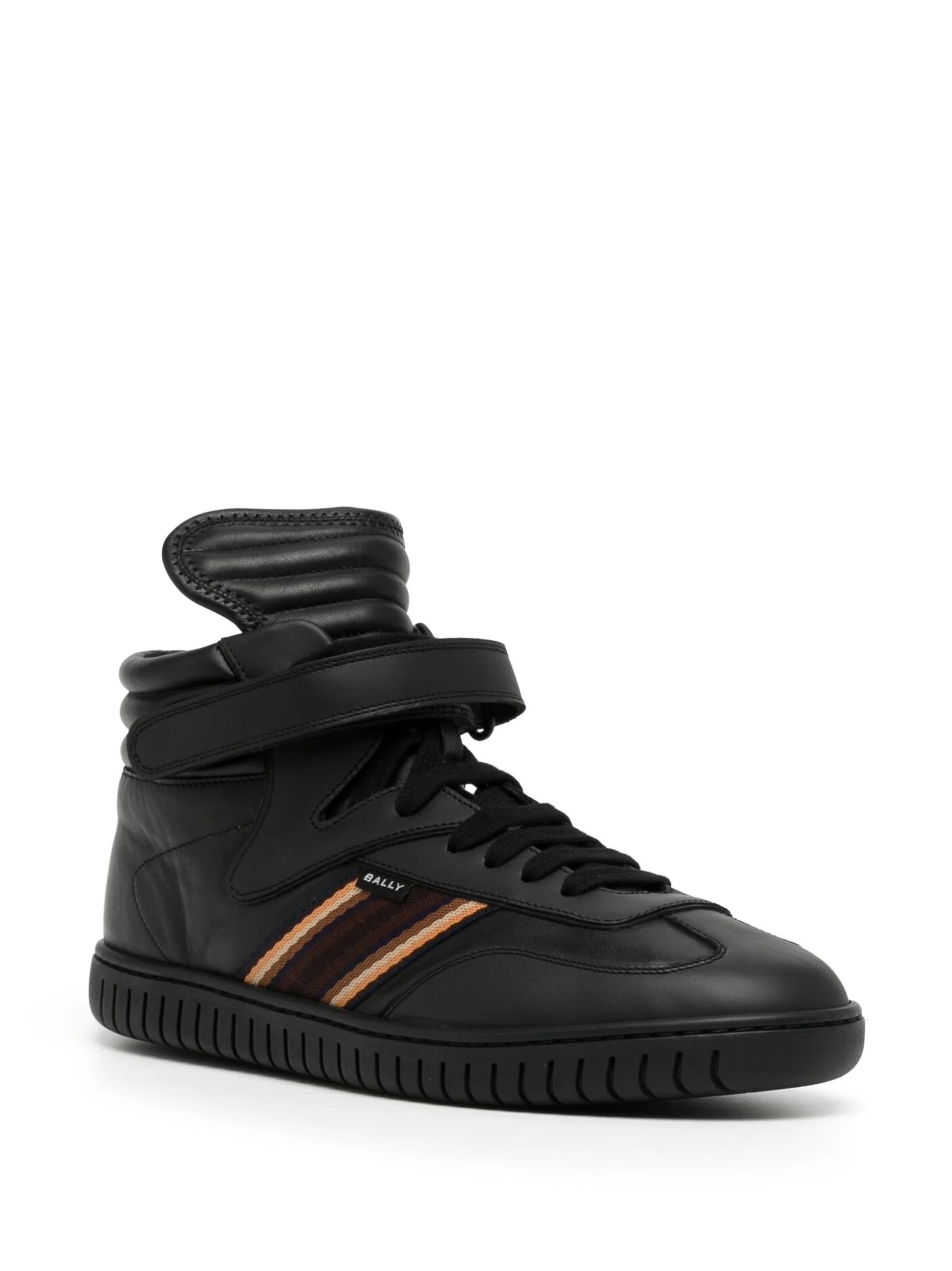 Bally Black Parrel-Midribbon Calf Plain High-Top Sneakers, Brand Size ...