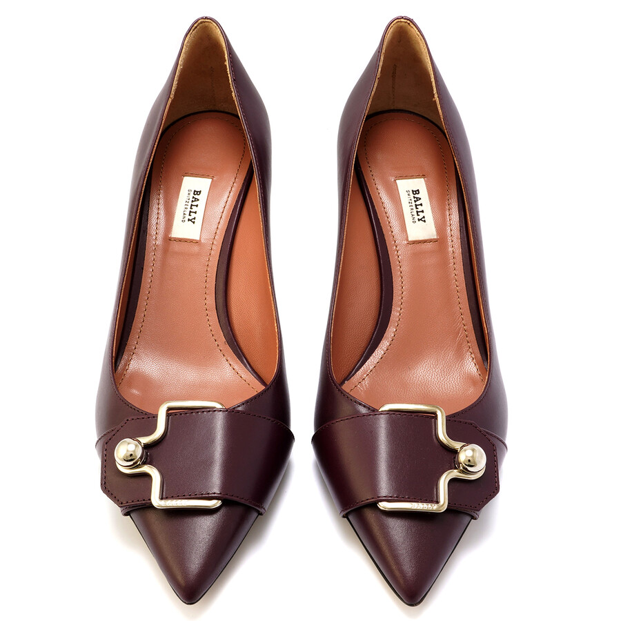 Bally Ladies Hirina Vino Leather Pointed Toe Pumps, Brand Size 39 ( US ...