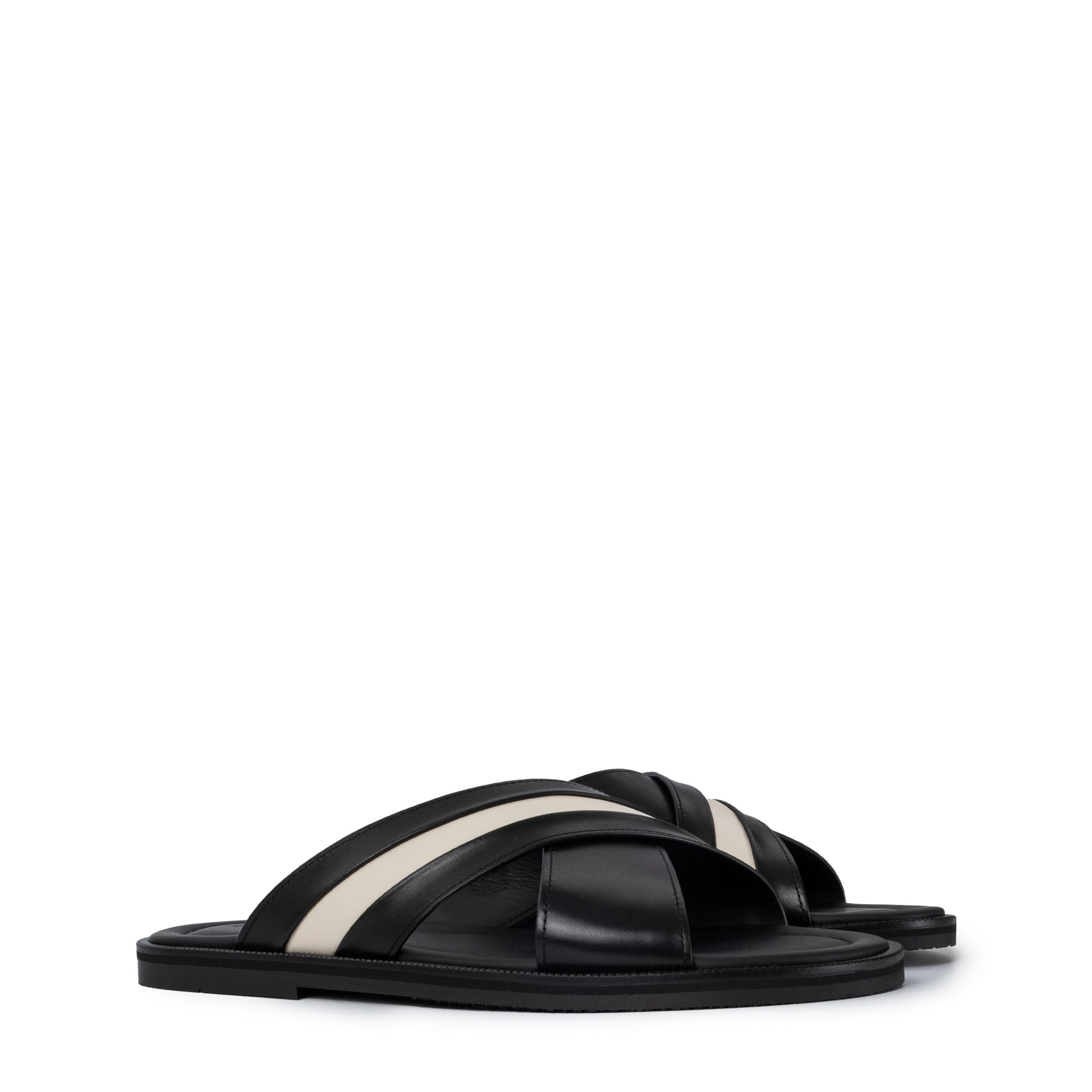 Bally Men's Jabil Black Calf Leather Slide Sandals, Brand Size 45.5 ...