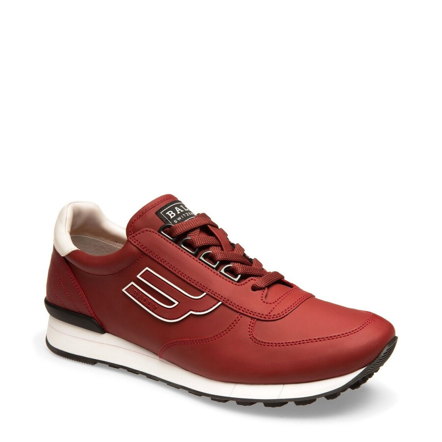 Bally Men's Red Galaxy Rubberized Leather Trainer, Brand Size 7.5 ...