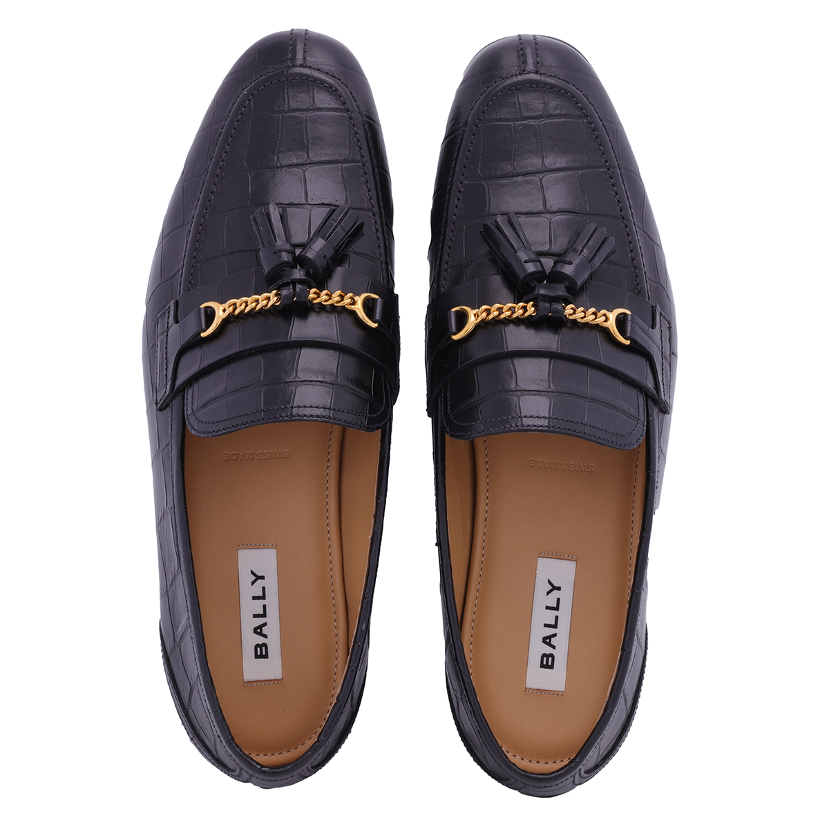 Bally Men's Saily Black Croc-Embossed Suisse Loafers, Brand Size 7 ( US ...