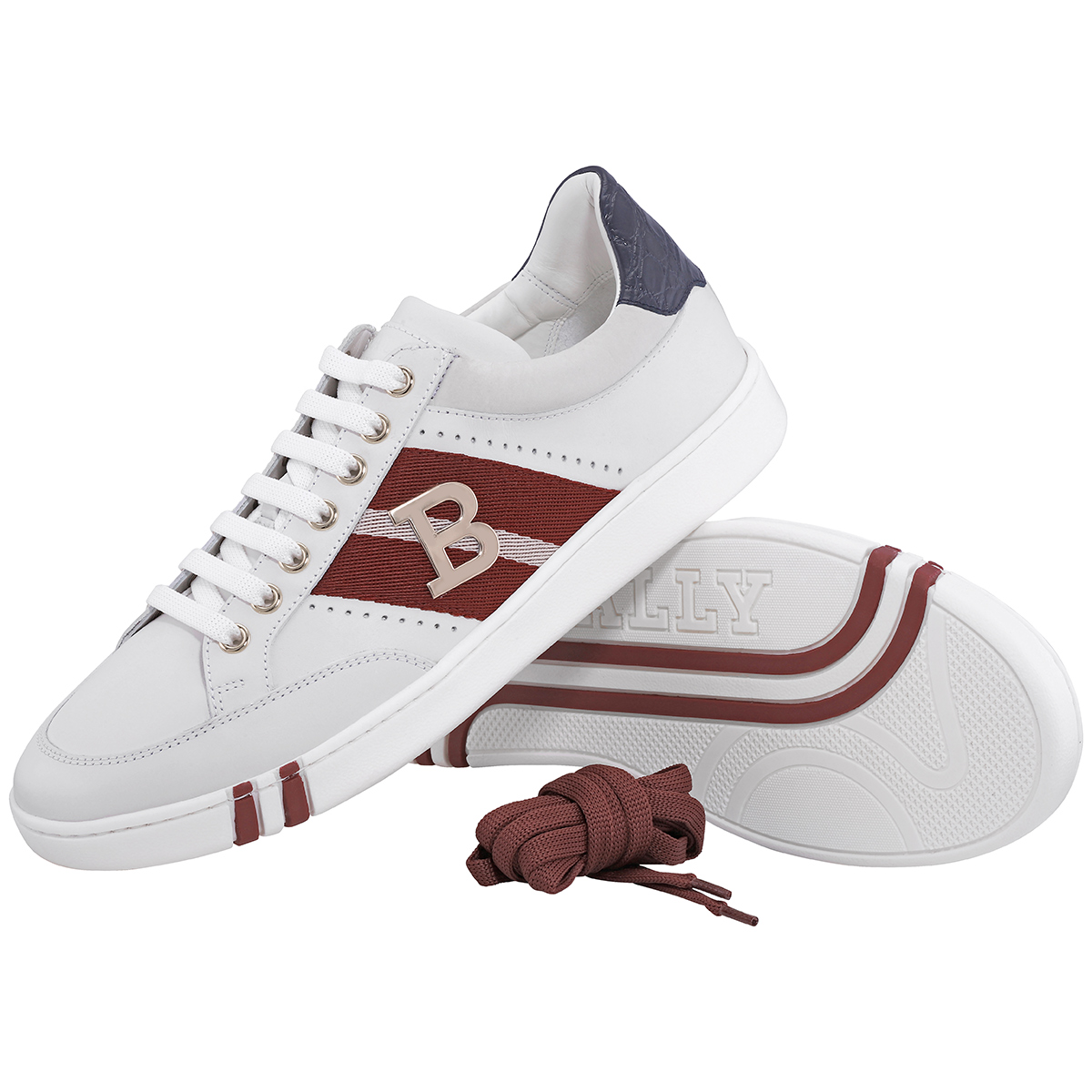 Bally Men's Wilsy White Leather Low-top Sneakers, Brand Size 41.5 (US ...