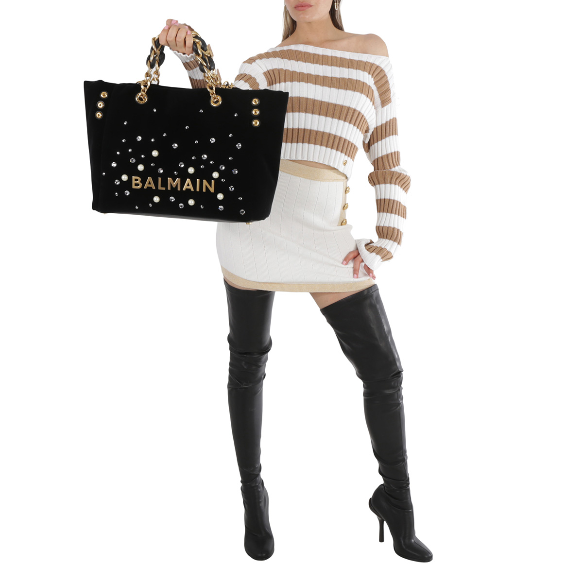 Balmain Black 1945 Rhinestone Embellished Tote Bag BN0FF827AECVEAZ ...