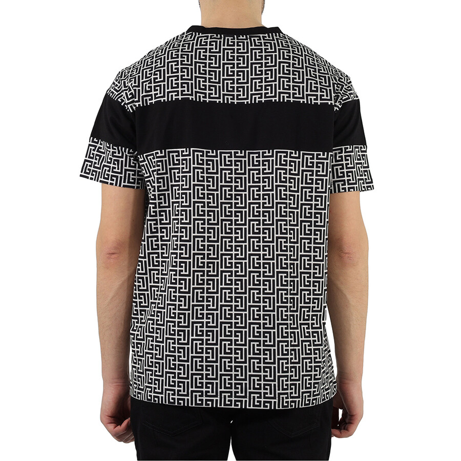 Balmain Men's Monogram-print Cotton T-shirt, Size Large XH1EG010BB18 ...