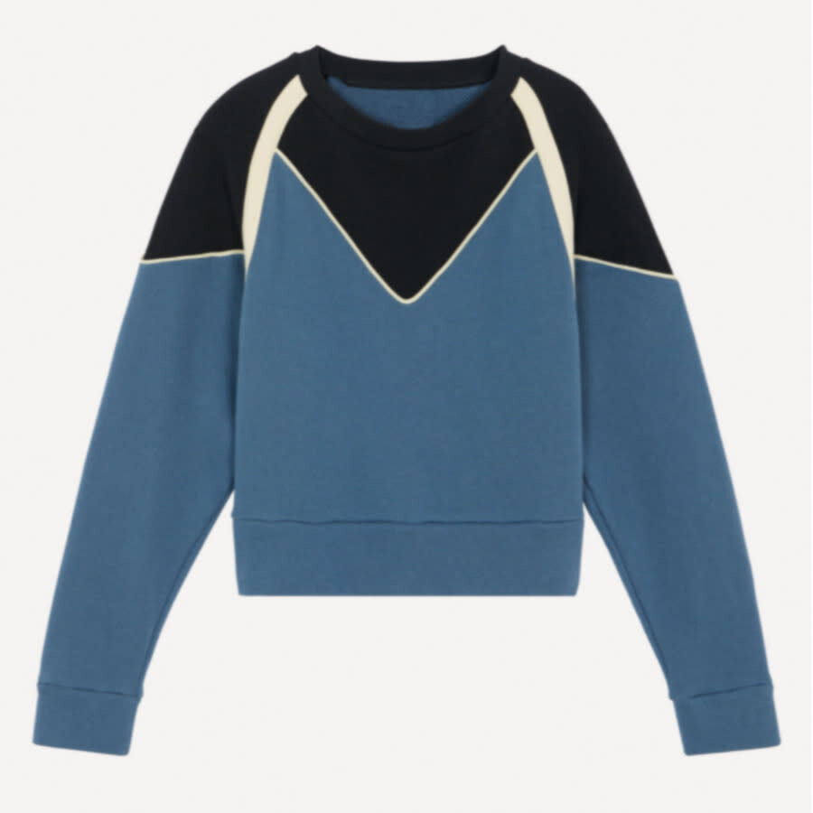 Ba&Sh Ladies Brick Cotton Sweatshirt Blue 39799-Blue - Apparel - Jomashop