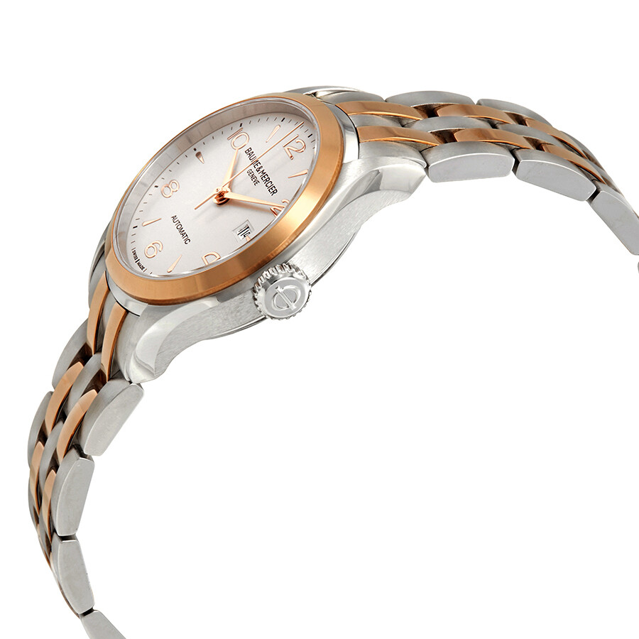 Baume Et Mercier Clifton Two Tone Automatic Silver Dial Ladies Watch ...