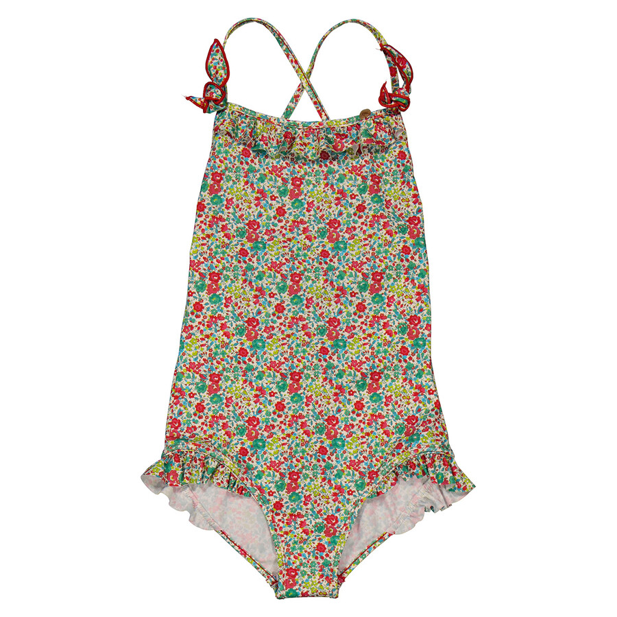 Bonpoint Girls Floral Print Abbie Ruffled 1-Piece Swimsuit, Size 8A ...