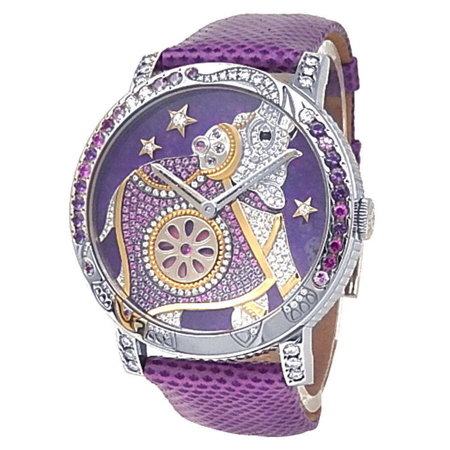 Boucheron Crazy Jungle Hathi Automatic Diamond Purple Dial Ladies Watch ...