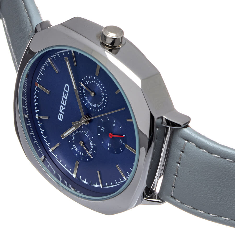 Breed Revolver Blue Dial Grey Leather Men's Watch BRD9302 840148805910 ...