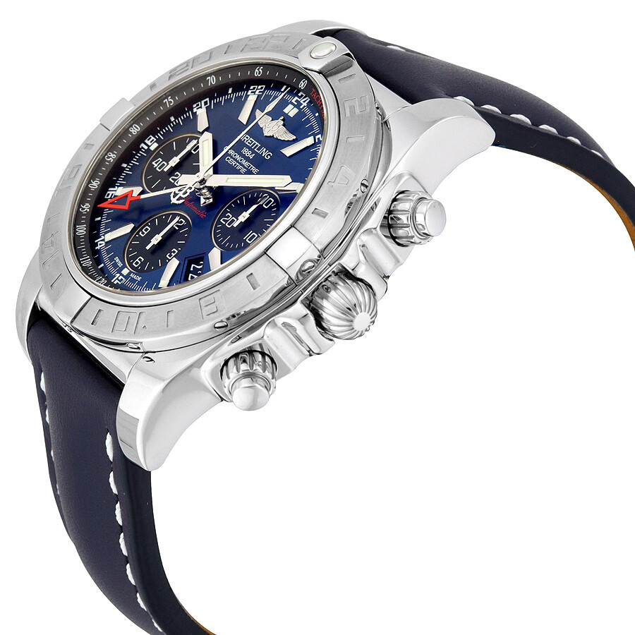 Breitling Chronomat 44 GMT Automatic Blue Dial Bue Leather Men's Watch ...