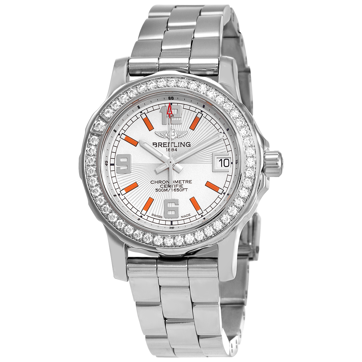 Breitling Colt Quartz Diamond Silver Dial Ladies Watch A7738753/G764 ...