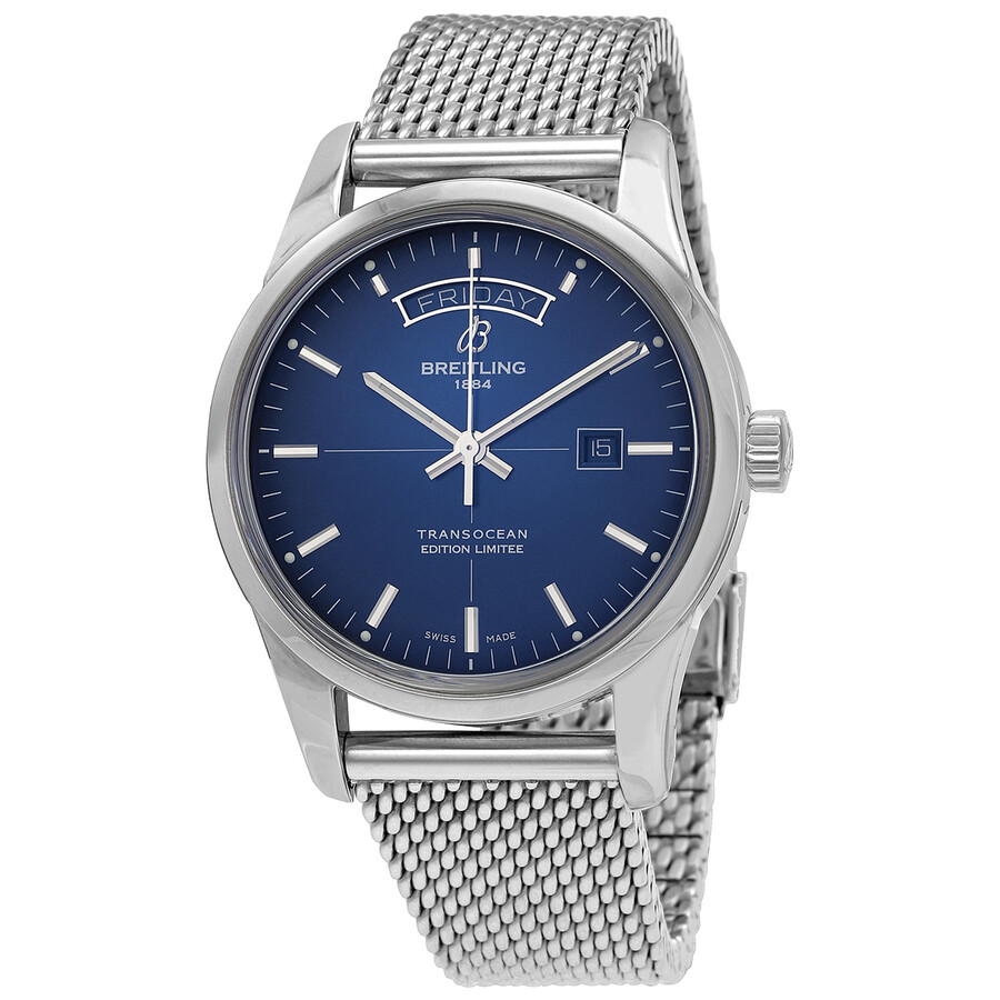 Breitling Transocean Blue Dial Automatic Men's Watch A453109T/C921SS ...