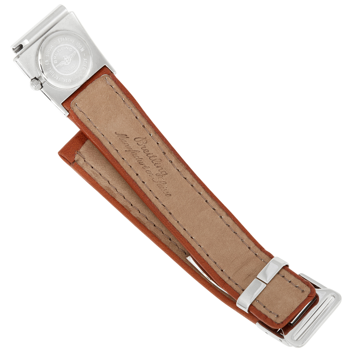 Breitling Unisex 20 mm Leather Watch Band With Second Time Zone ...