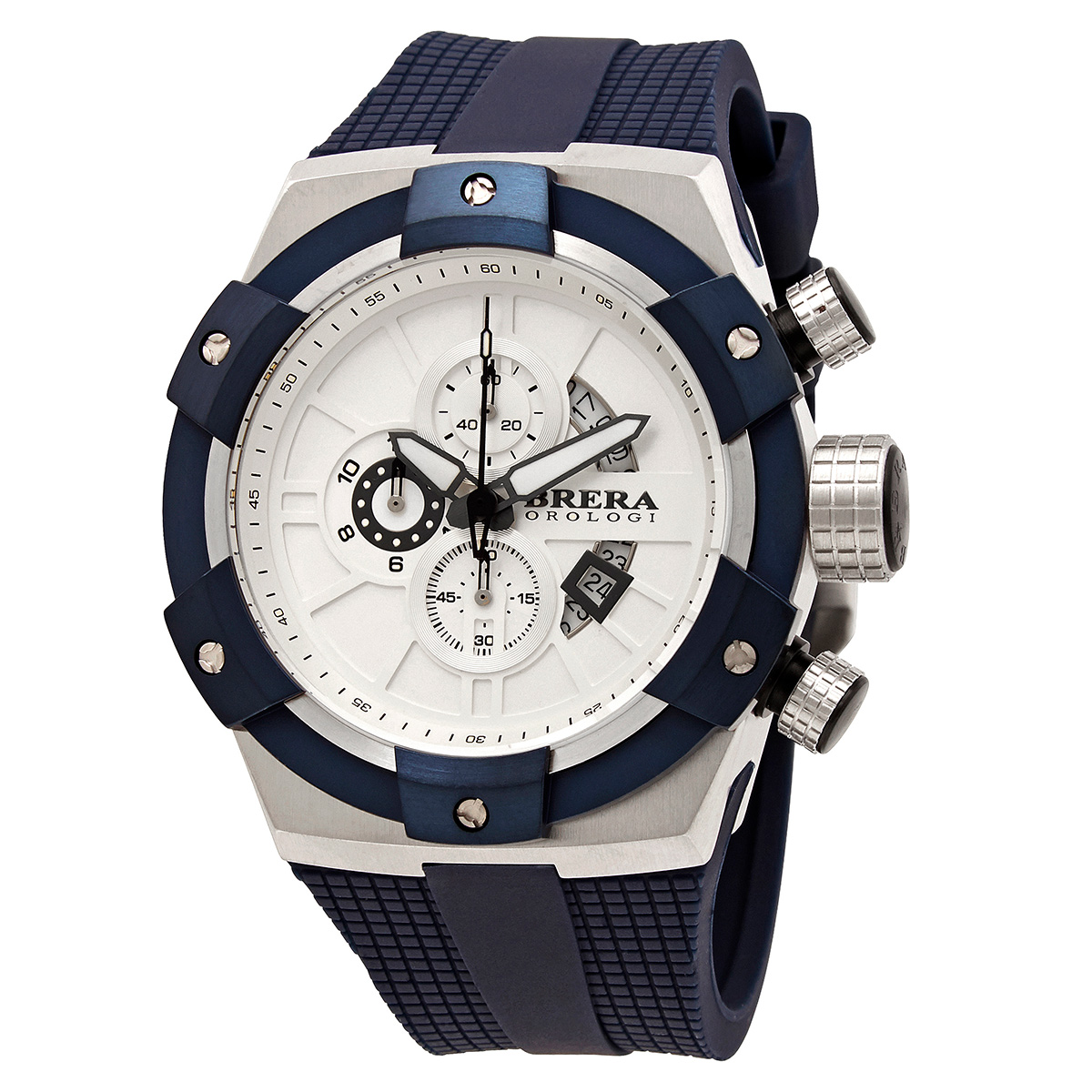 Brera Orologi Supersportivo Chronograph Quartz White Dial Men's Watch ...