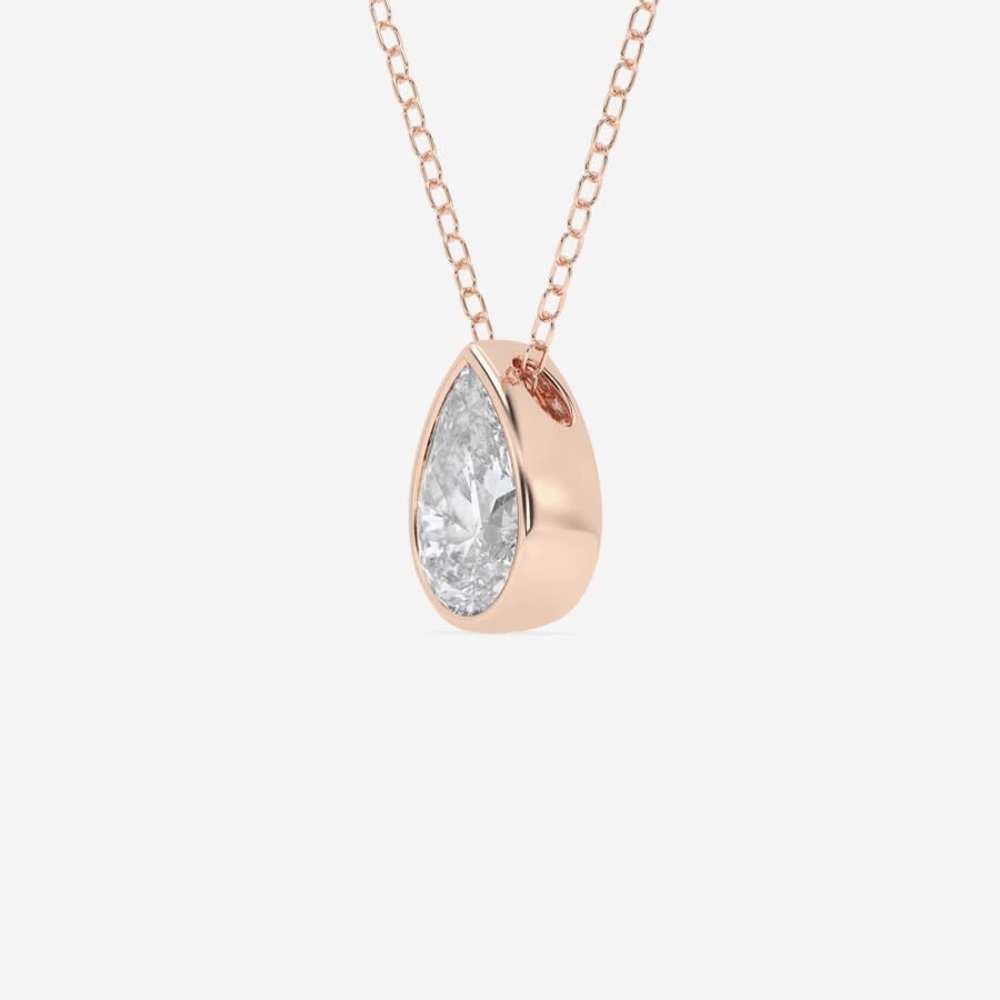 Brilliant Diamond 1.00 cttw 14KT Rose Gold Bezel Setting Pear-Cut Lab Grown Diamond Pendant ...
