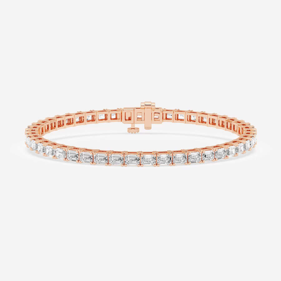 Brilliant Diamond 14K Rose Gold 7 CTTW Emerald-Cut LAB GROWN Diamond East-West Tennis Bracelet 7 ...