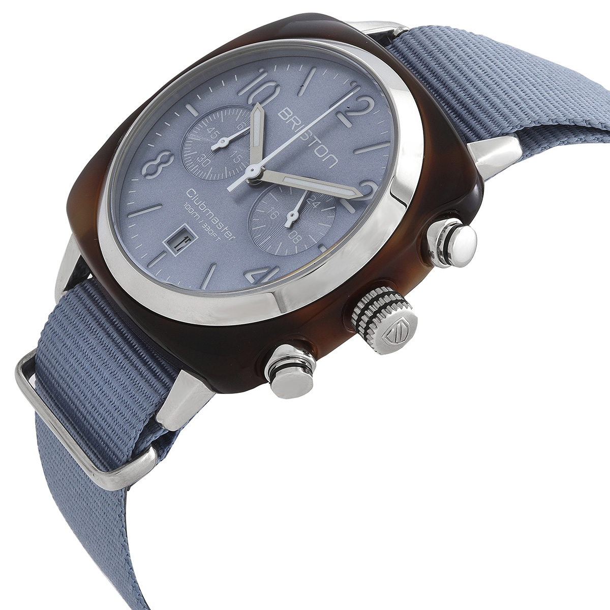 Briston Clubmaster Classic Chronograph GMT Quartz Ice Blue Dial Men's ...
