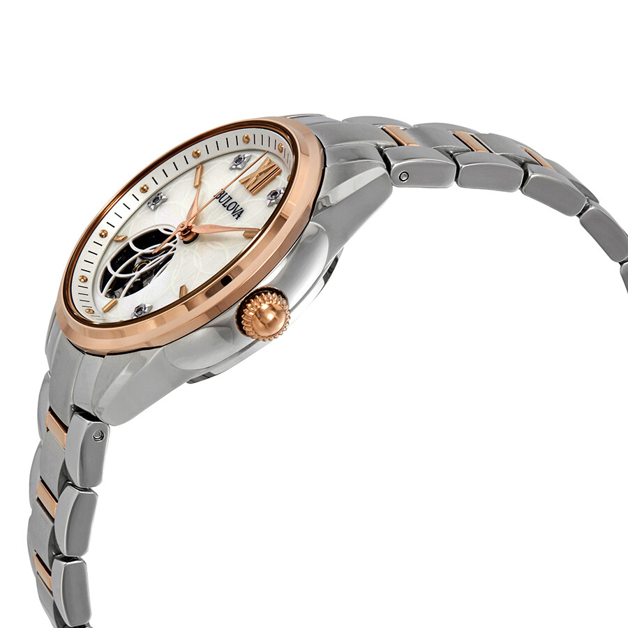 Bulova Classics Automatic Mother of Pearl Diamond Dial Ladies Watch ...