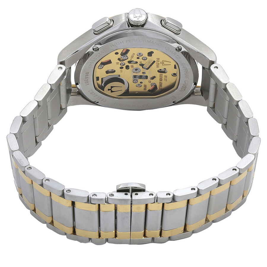 Bulova Curv Chronograph Quartz Black Dial Two-Tone Men's Watch 98A301 ...