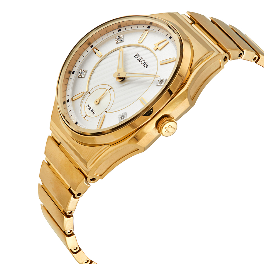 Bulova Curv Quartz Diamond Silver Dial Ladies Watch 97P136 042429559806 ...
