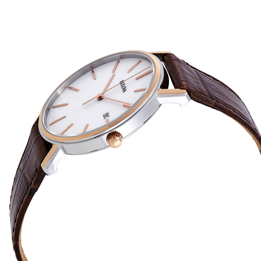 Bulova Dress Series White Dial Brown Leather Men's Watch 98H51 ...