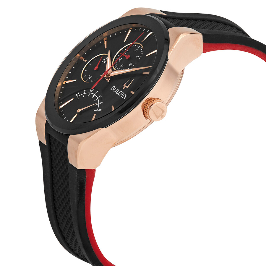 Bulova Futuro Quartz Black Dial Black Silicone Men's Watch 97C111 ...