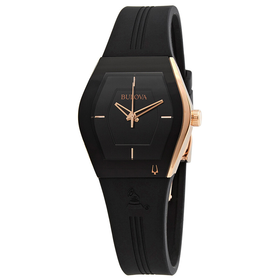 Bulova Gemini Quartz Crystal Black Dial Ladies Watch 97L163 ...