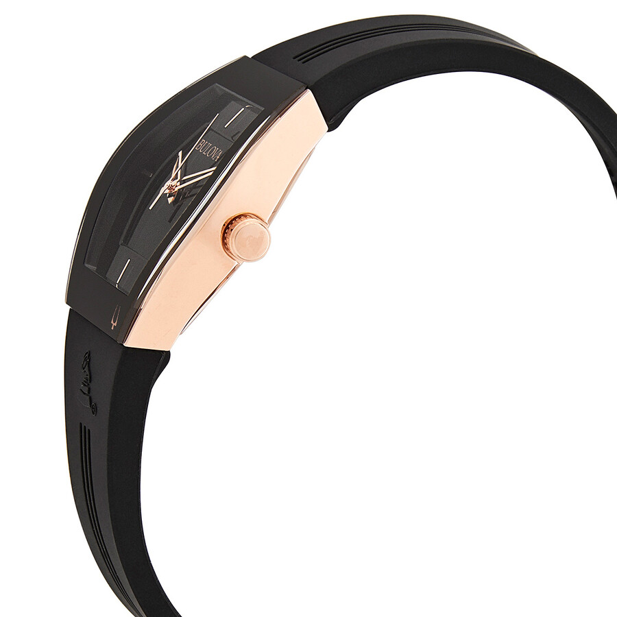 Bulova Gemini Quartz Crystal Black Dial Ladies Watch 97L163 ...