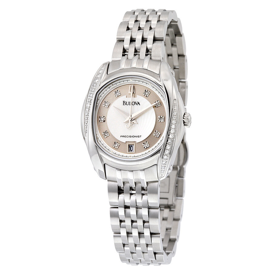 Bulova Precisionist Tanglewood Silver Grey Dial Stainless Steel Ladies ...