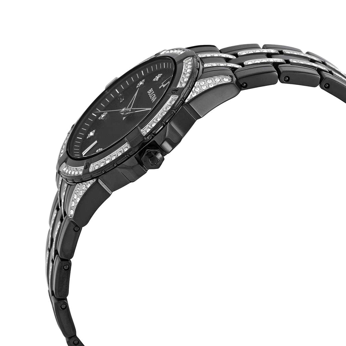 Bulova Quartz Crystal Black Dial Men's Watch 98K109 042429585997 ...
