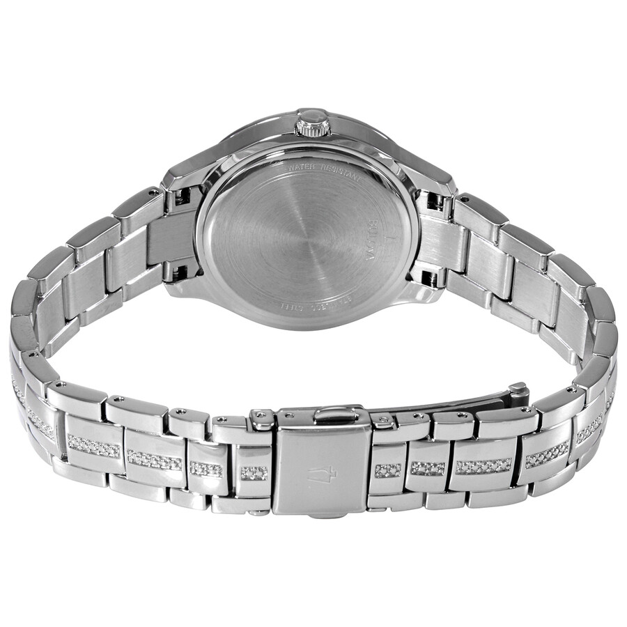 Bulova Quartz Crystal White Mother of Pearl Dial Ladies Watch 96L291 ...