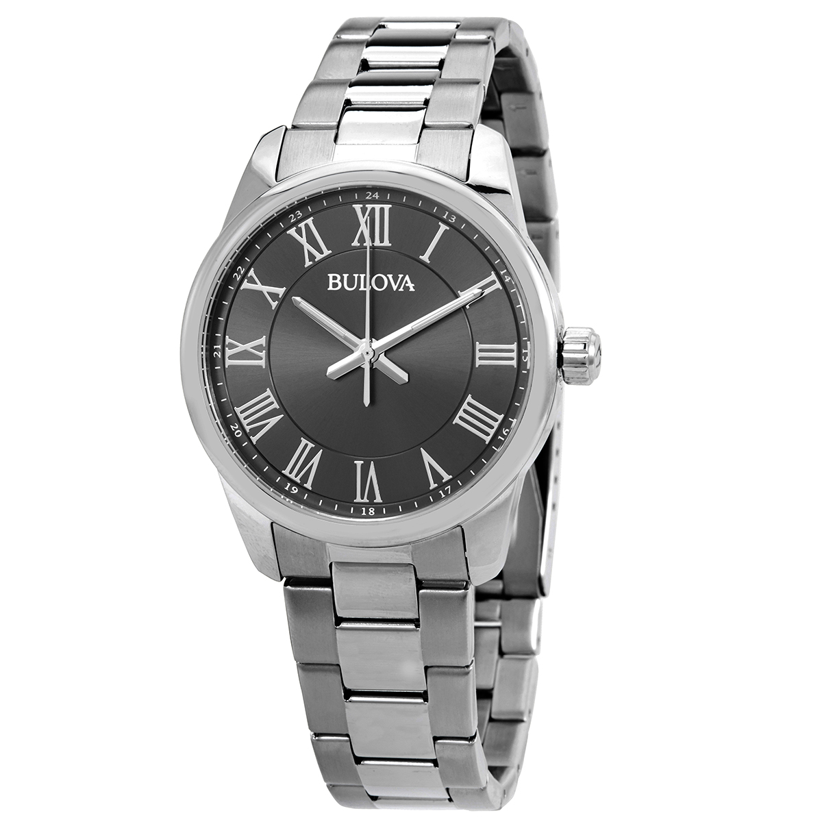 Bulova Quartz Gunmetal Dial Stainless Steel Men's Watch 96A222 ...