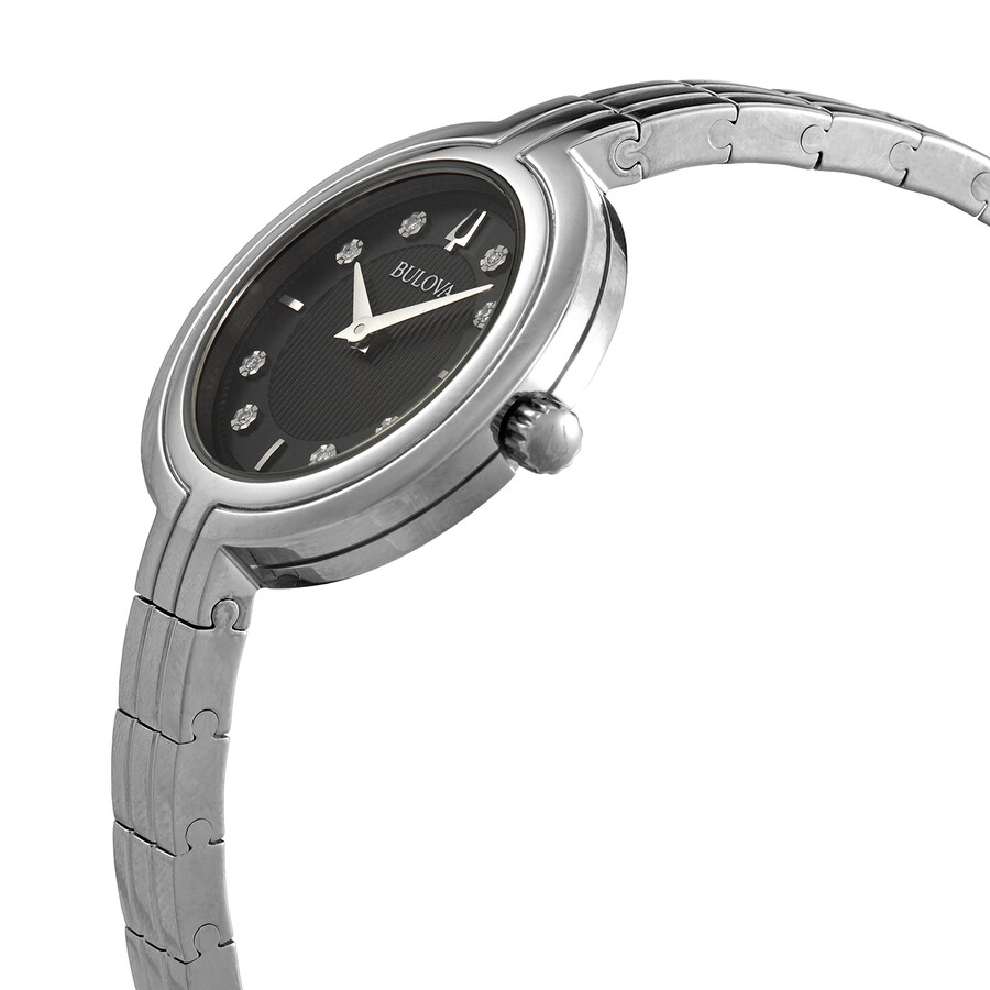 Bulova Rhapsody Quartz Diamond Black Dial Ladies Watch 96P215 ...