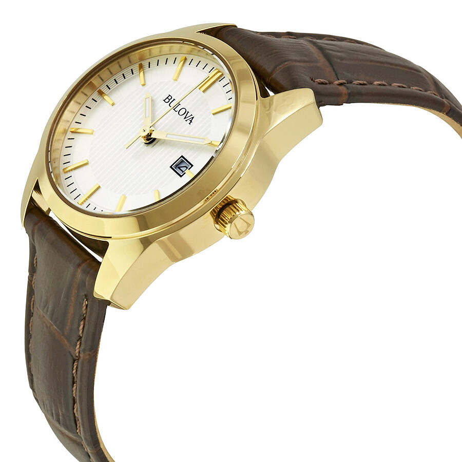 Bulova Silver Dial Brown Leather Ladies Watch 97M114 042429533547 ...