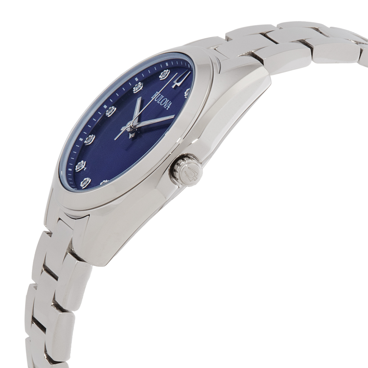 Bulova Surveyor Quartz Diamond Blue Dial Ladies Watch 96P229 ...