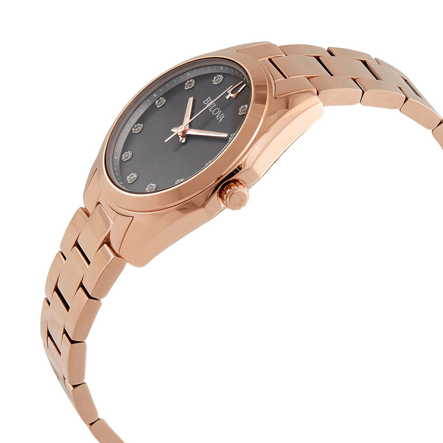 Bulova Surveyor Quartz Diamond Grey Dial Ladies Watch 97P156 ...