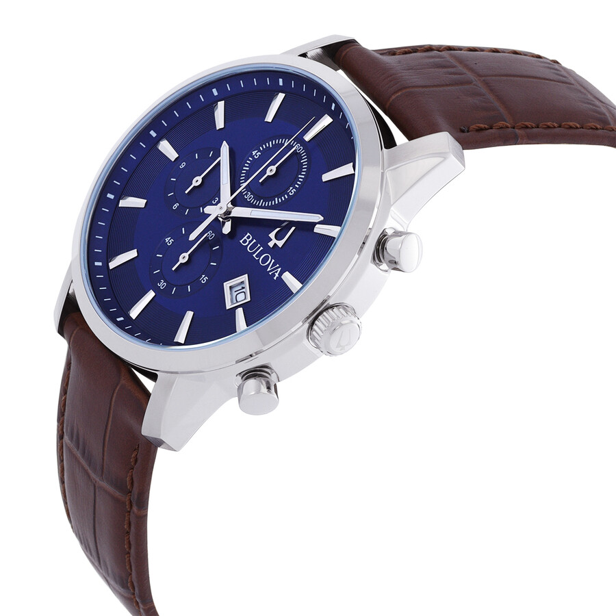 Bulova Sutton Chronograph Quartz Blue Dial Men's Watch 96B402 ...