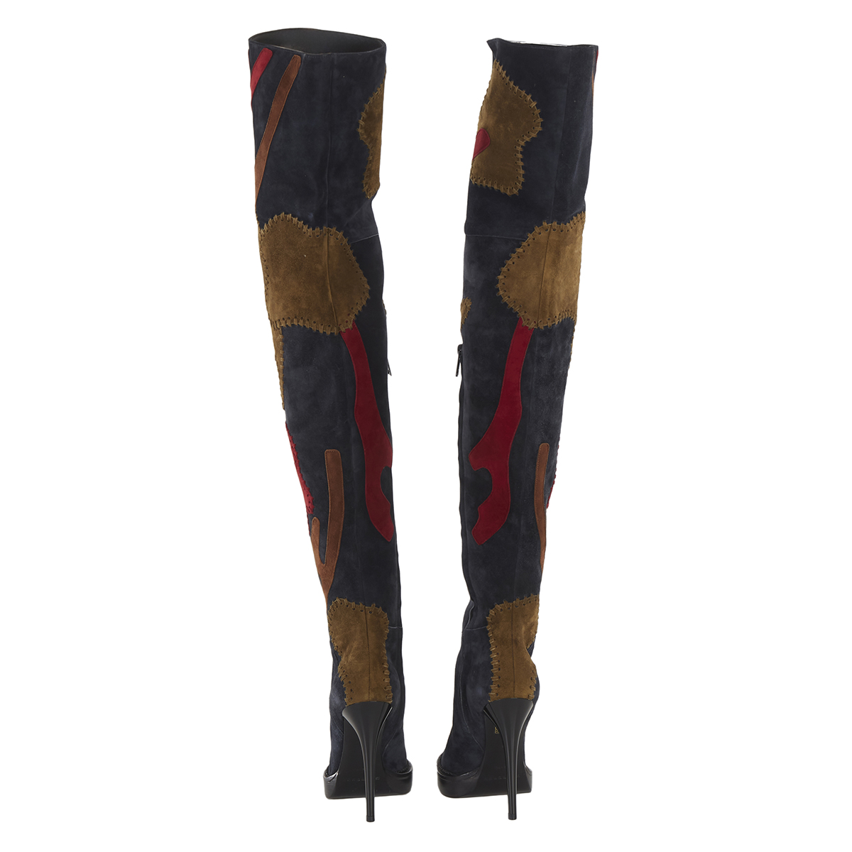 Burberry Allison Suede Patchwork Thigh-High Boots, Brand Size 35 ( US ...