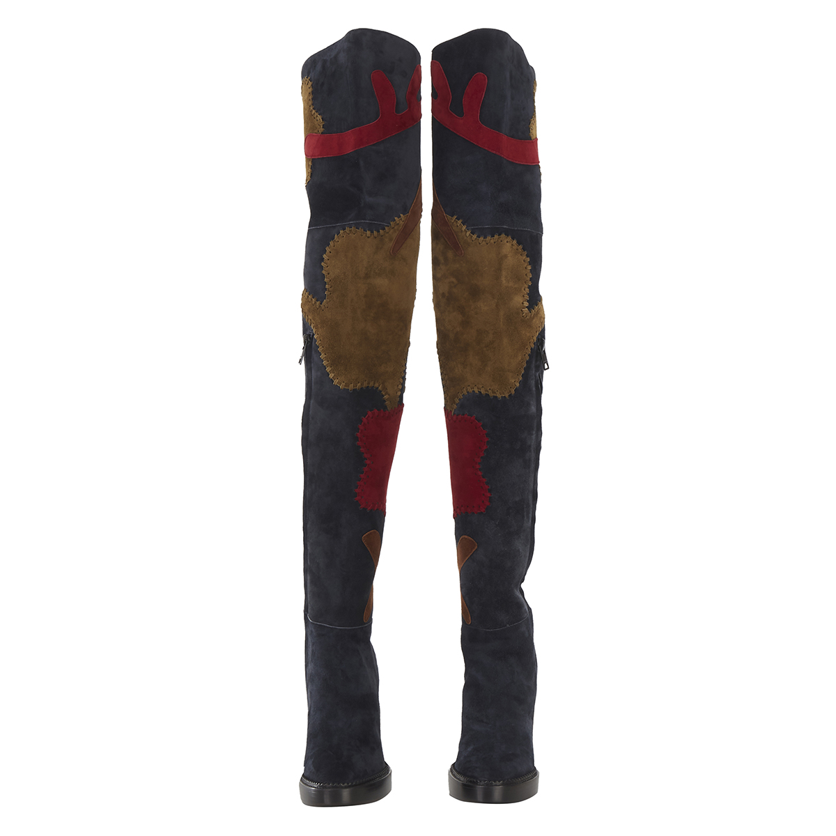 Burberry Allison Suede Patchwork Thigh-High Boots, Brand Size 35 ( US ...
