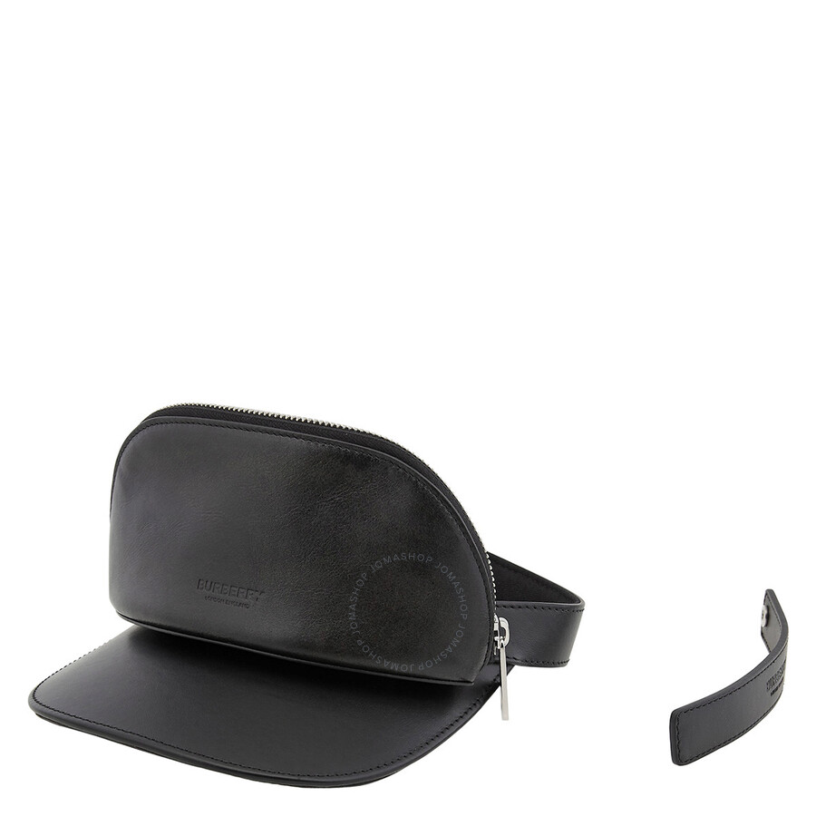 Burberry Black Leather Zip-Pocket Visor, Size Large 8043189 - Apparel ...