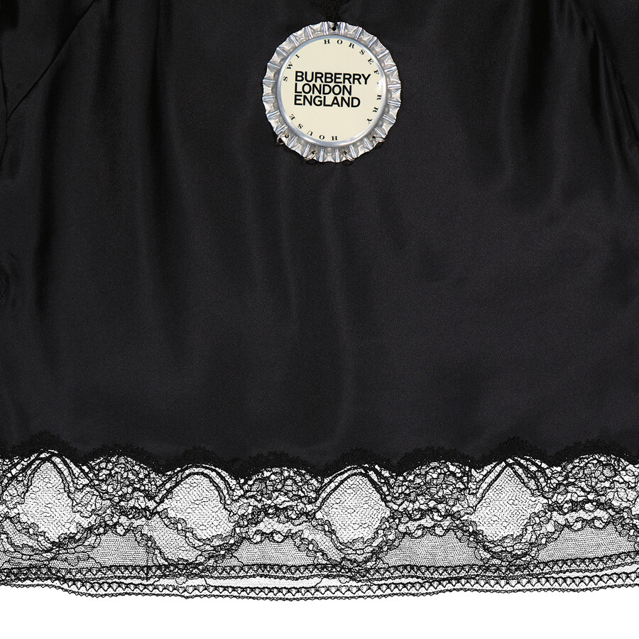 Burberry Black Satin And Lace Camisole With Bottle Cap Detail, Brand ...