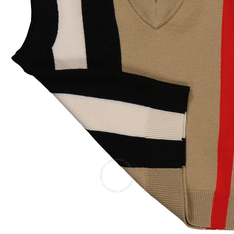 Burberry Boys Archive Beige Dustin Striped Intarsia V-Neck Vest, Size ...