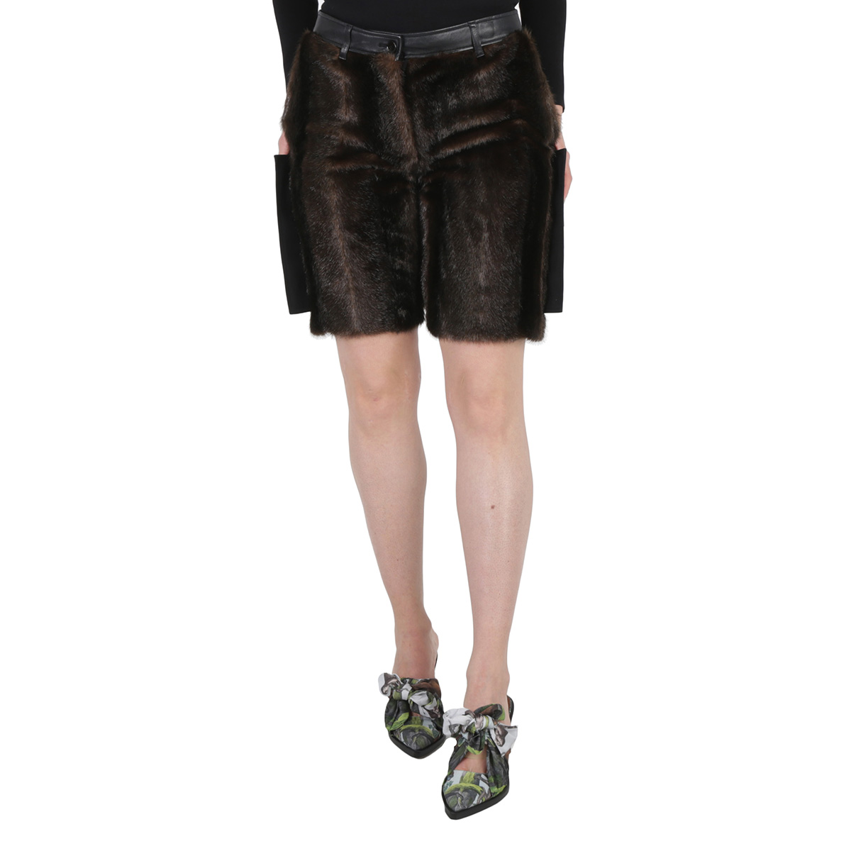 Burberry Brown Faux Fur Panelled Shorts, Brand Size 6 (US Size 4 ...