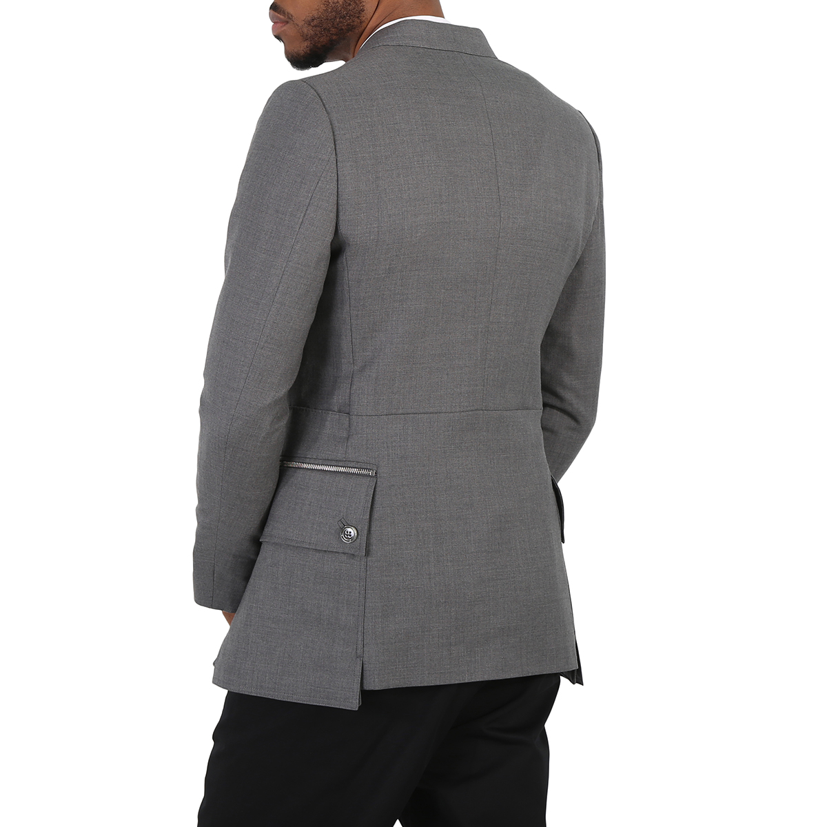 Burberry Charcoal Grey English Fit Wool Tailored Jacket With Cargo Belt ...