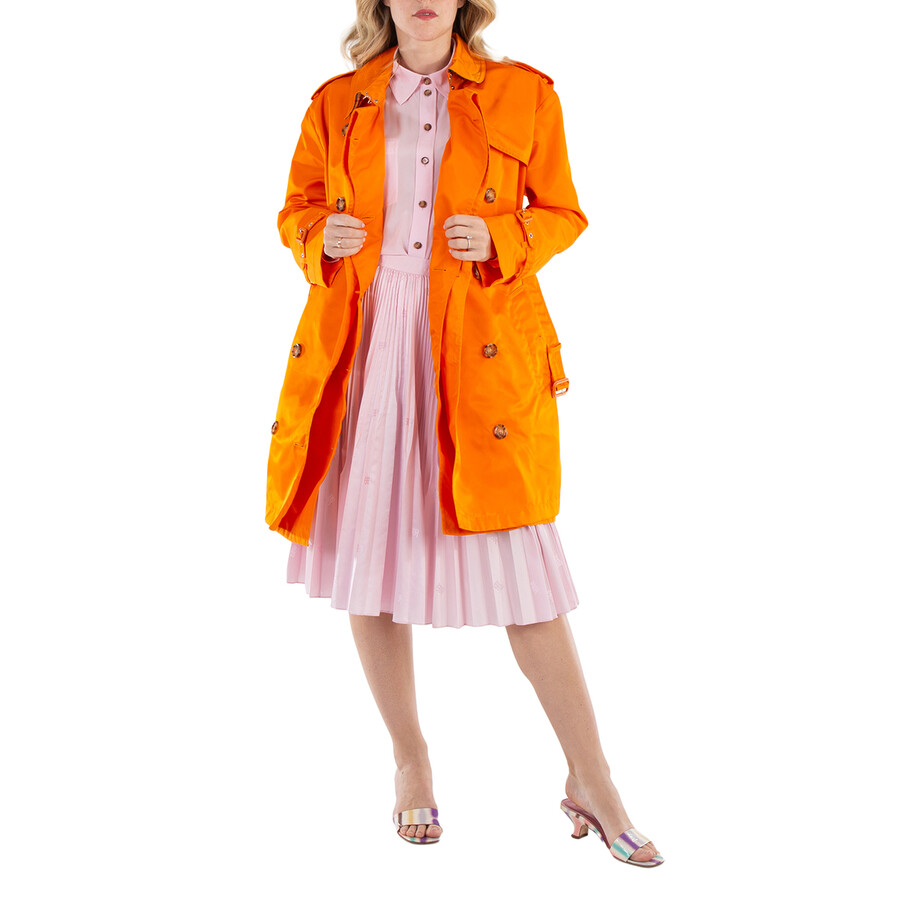 Burberry Deep Orange Whetstone Water Resistant Nylon Trench Coat, Brand ...