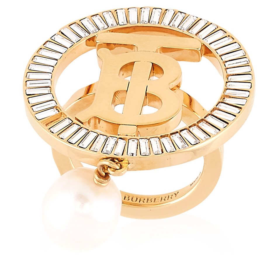 Burberry Gold Crystal Logo Ring, Size Large 8064993 - Jewelry - Jomashop