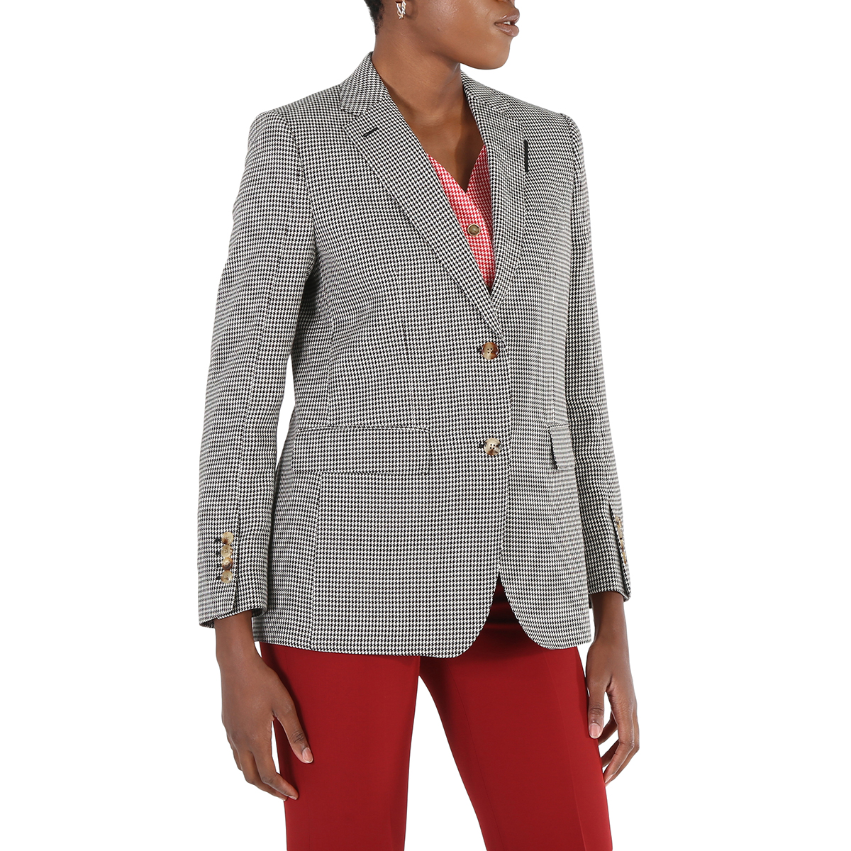 Burberry Houndstooth Check Wool Blazer With Waistcoat Detail, Brand ...