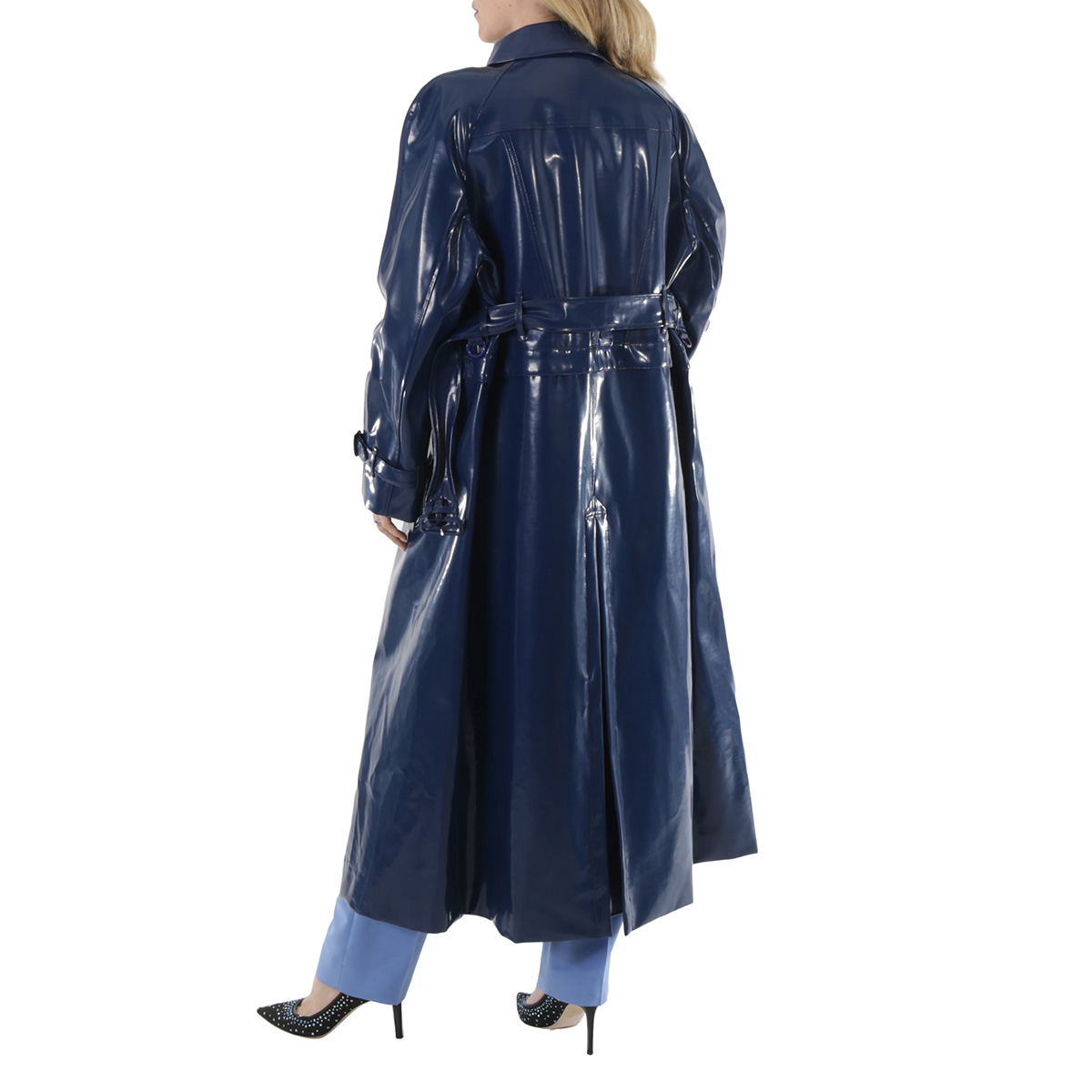 Burberry Ink Blue Jacket Detail Rubberized Cotton Trench Coat, Brand ...